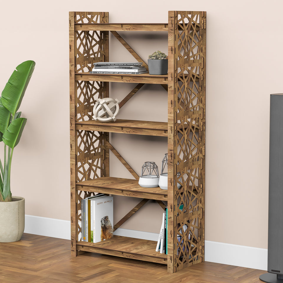 Crystals X 5-tier Bookshelf Bookcase Shelving Unit - Hexagonica