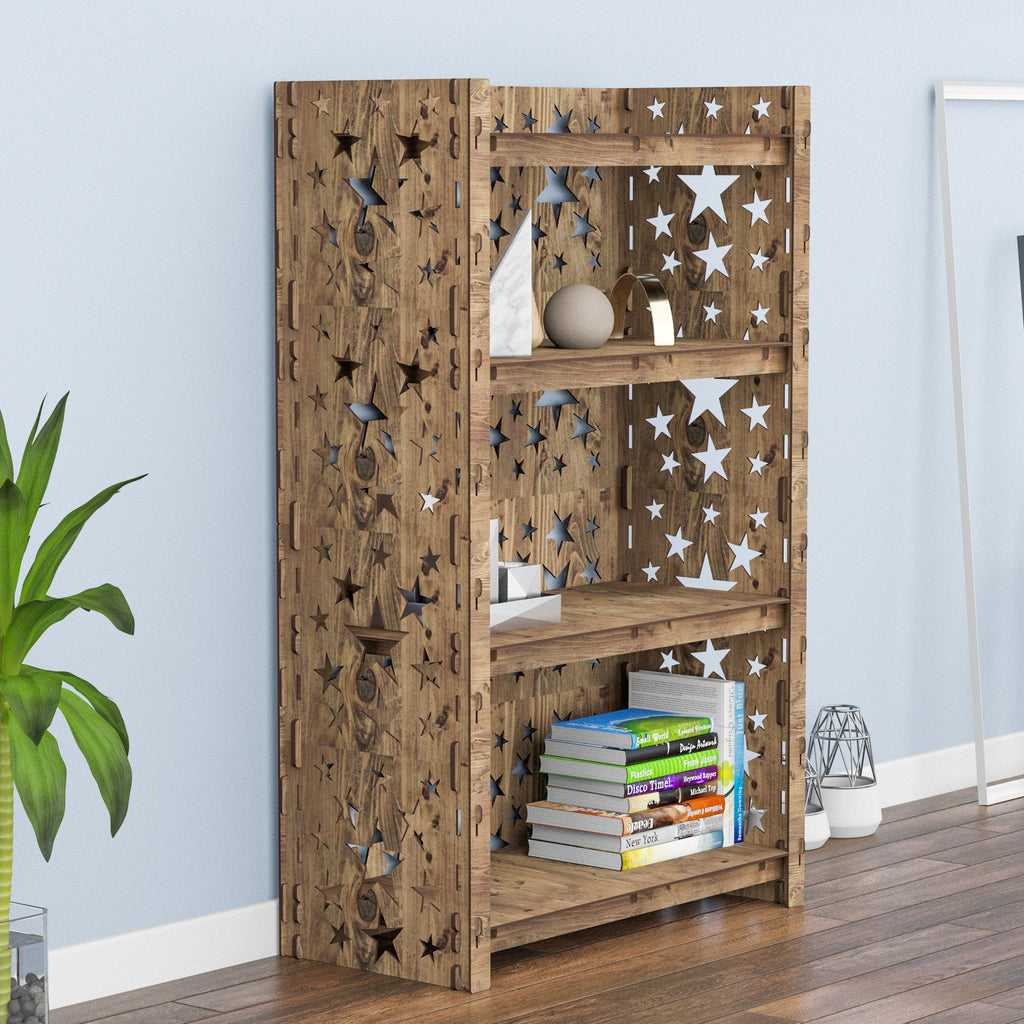 Wooden Bookshelves, Natural Wood Bookcases - Hexagonica