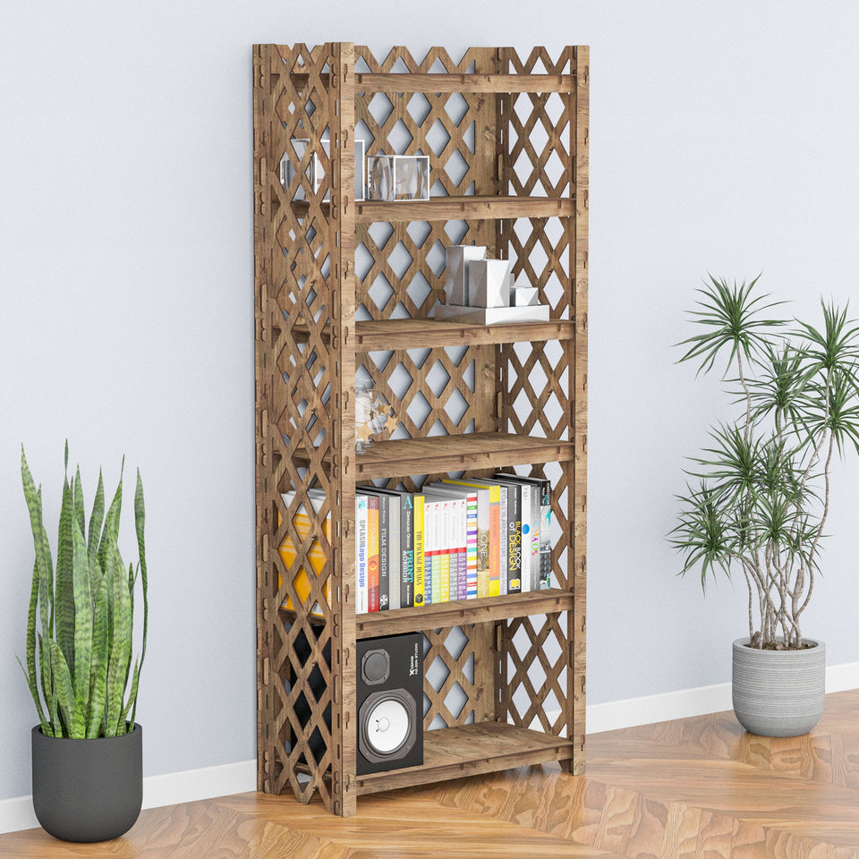 Rhombus LUX 6-tier Bookshelf Bookcase Shelving Unit - Hexagonica